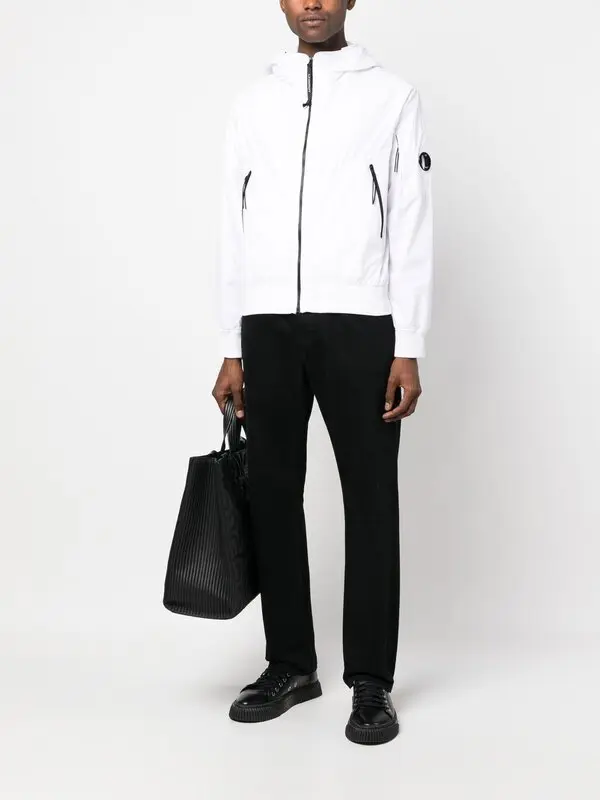 C.P. COMPANY Hooded Zip-up Jacket With Logo Detail - White