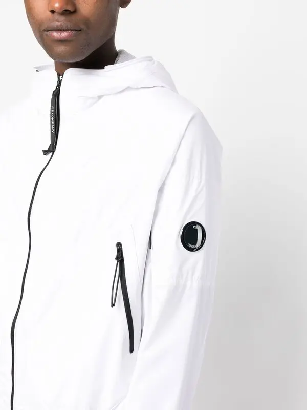 C.P. COMPANY Hooded Zip-up Jacket With Logo Detail - White