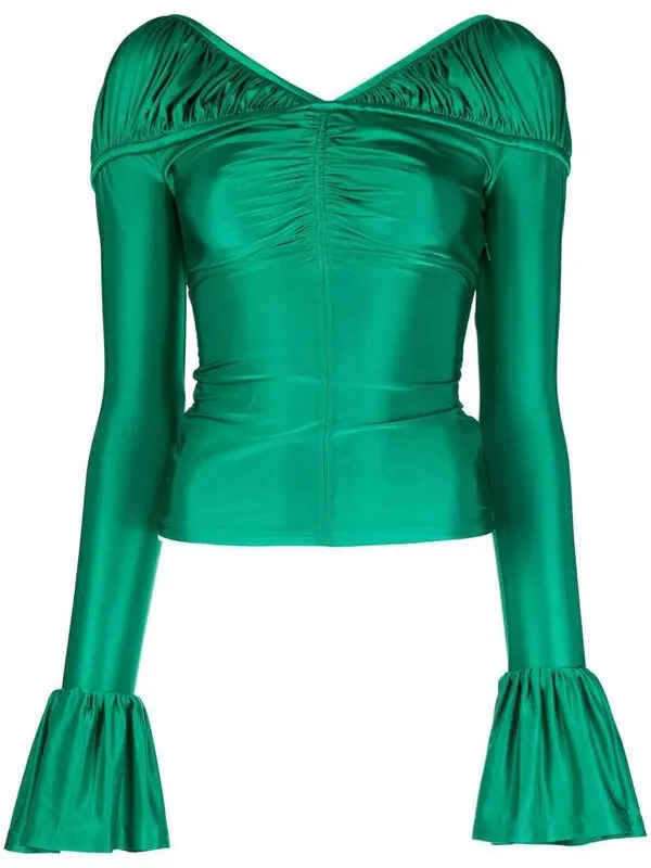 Rabanne Flounce-sleeved Draped Top