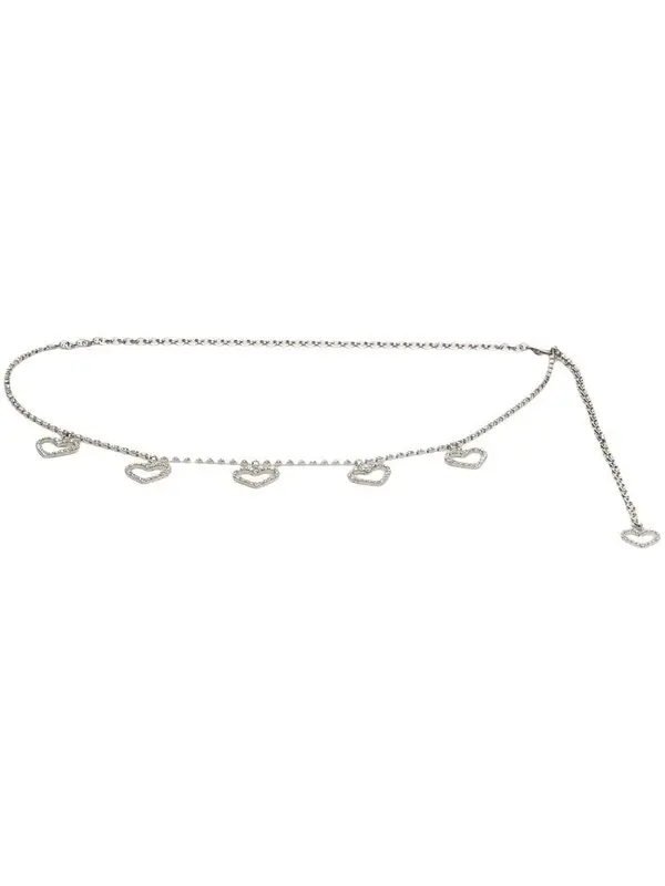 Alessandra Rich Heart Charm Crystal Necklace - Silver