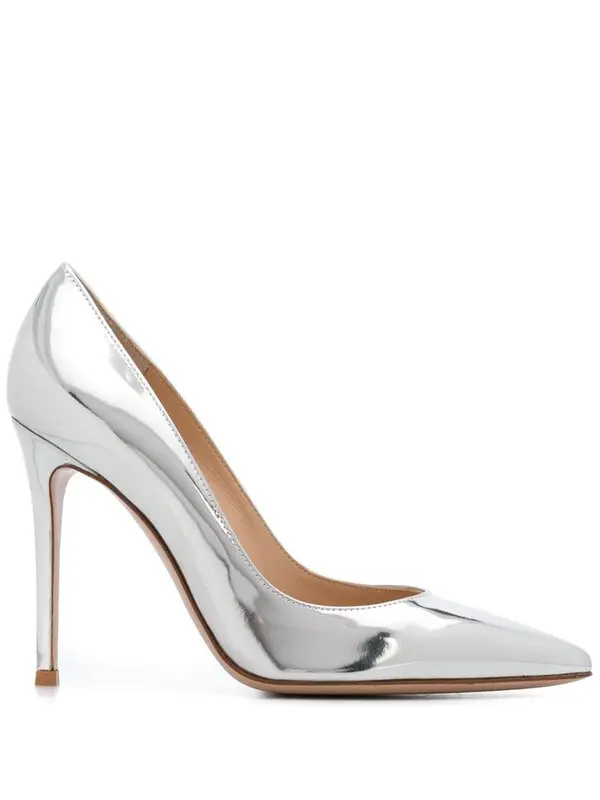 GIANVITO ROSSI 105mm Metallic-effect Pumps - Silver
