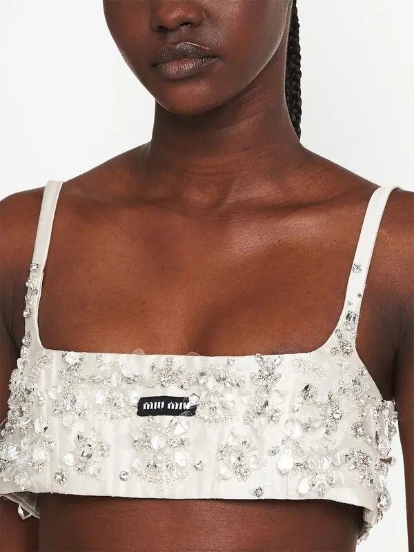 Miu Miu Bead-embellished Cropped Top