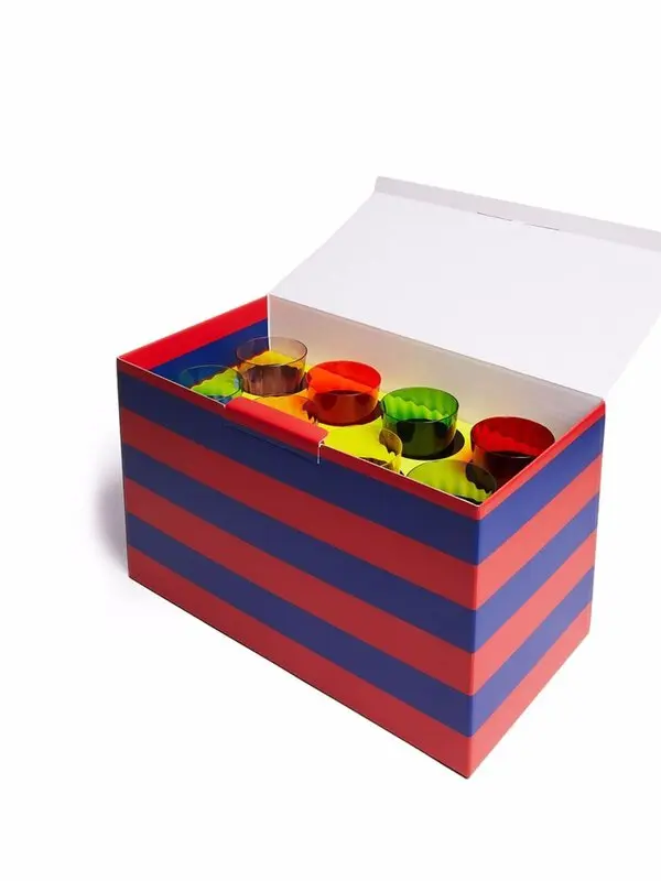 La DoubleJ Rainbow Set Of 8 Wine Glasses - Blue