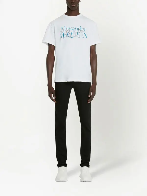 Alexander McQueen Logo-print Crew-neck T-shirt - 0900 -white/mix