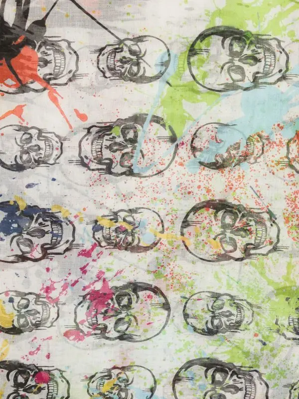 Philipp Plein Paint-splattered Skull Scarf