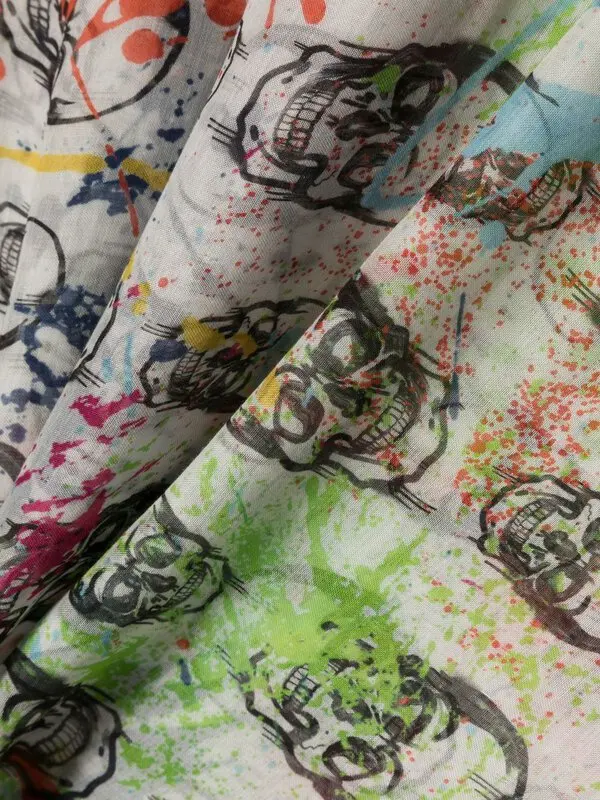 Philipp Plein Paint-splattered Skull Scarf