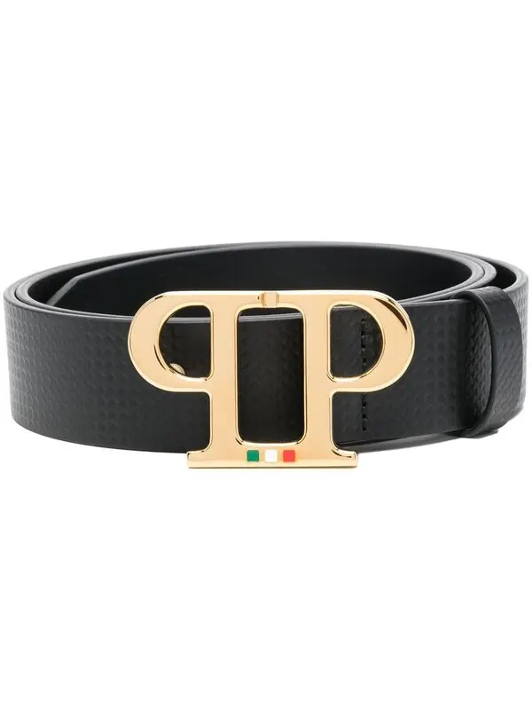Philipp Plein Logo-plaque Leather Belt - Black