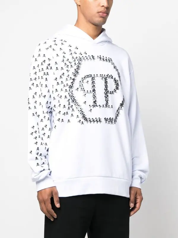 Philipp Plein Skull And Bones Cotton Hoodie - White