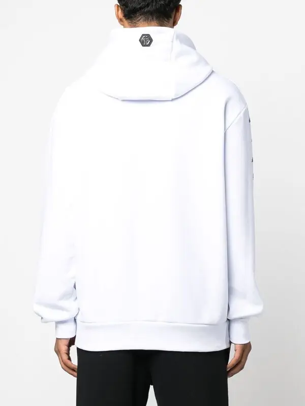 Philipp Plein Skull And Bones Cotton Hoodie - White