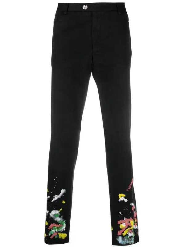 Philipp Plein Paint-splatter Effect Chinos - Black