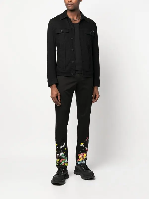 Philipp Plein Paint-splatter Effect Chinos - Black