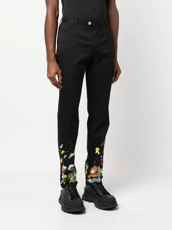 Philipp Plein Paint-splatter Effect Chinos - Black