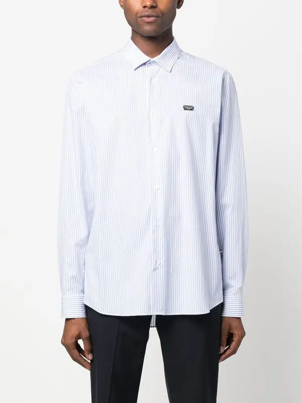 Philipp Plein Graphic-print Striped Shirt - Blue
