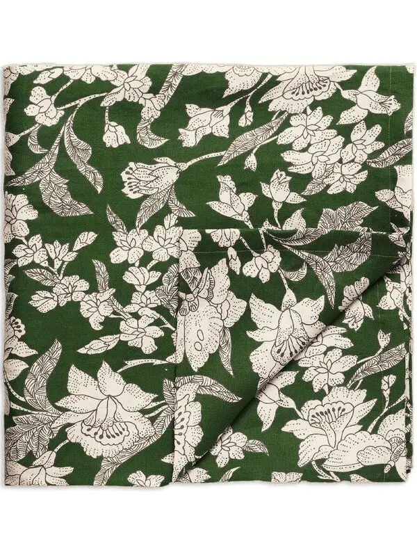 La DoubleJ Lilium Avorio-print Tablecloth - Green