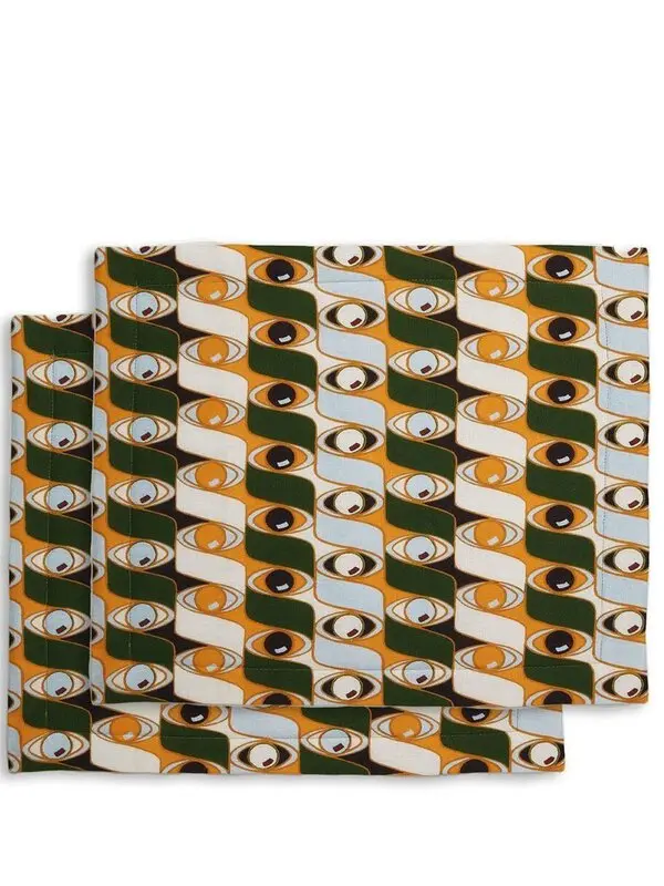 La DoubleJ Third Eye-print Tablemats - Green