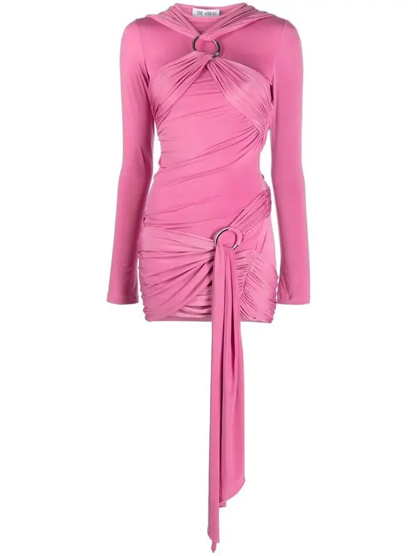 Attico Draped Long-sleeve Minidress