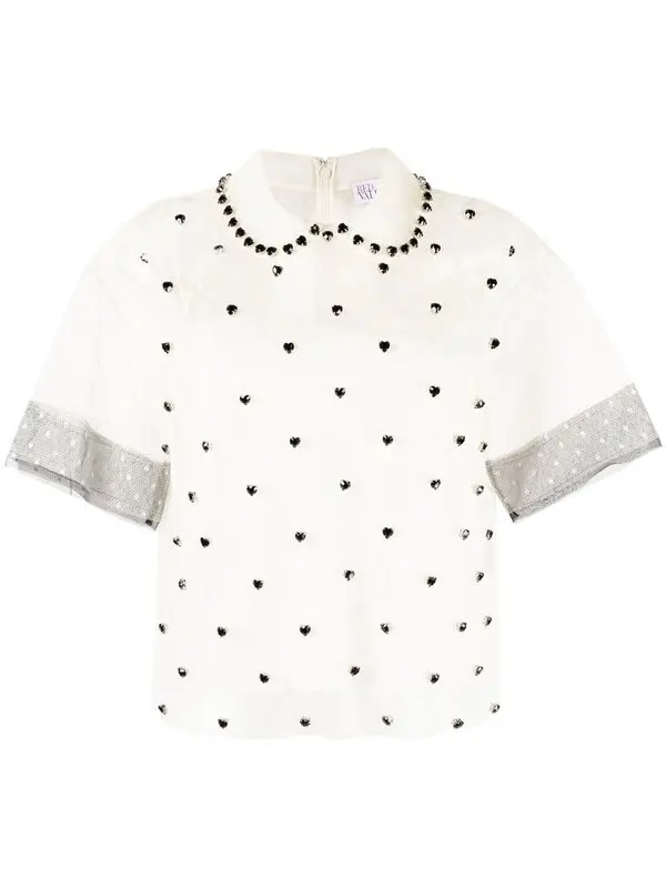 Red Valentino Crystal-embellished Silk Blouse