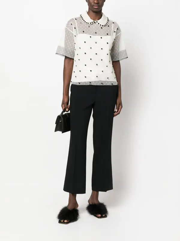 Red Valentino Crystal-embellished Silk Blouse