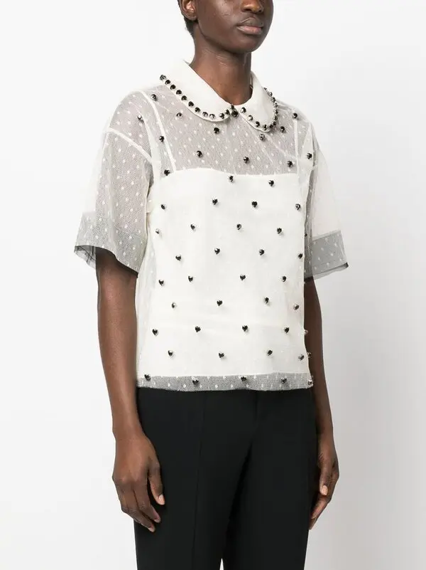Red Valentino Crystal-embellished Silk Blouse