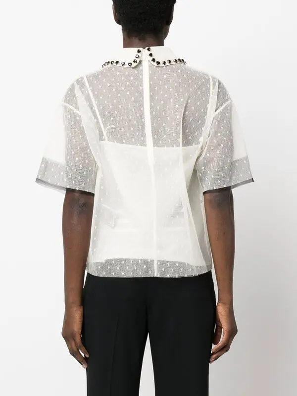 Red Valentino Crystal-embellished Silk Blouse