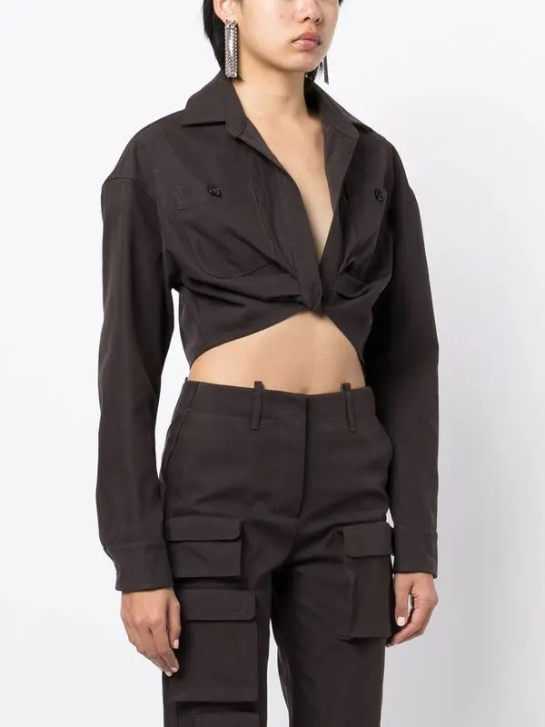 Off-White Twisted Cropped Shirt - Grey