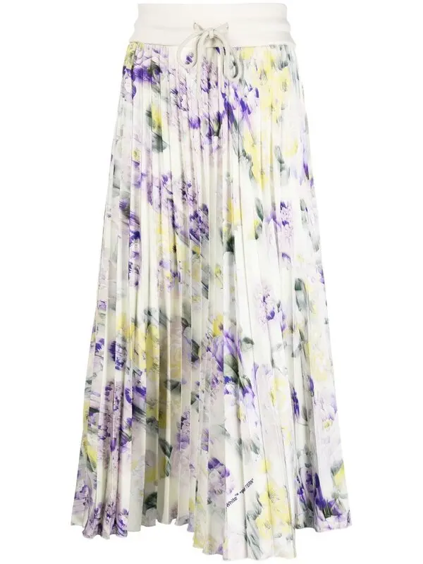 Off-White Drawstring Pleated Skirt
