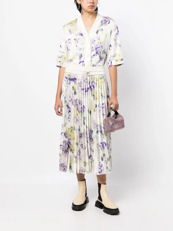 Off-White Drawstring Pleated Skirt