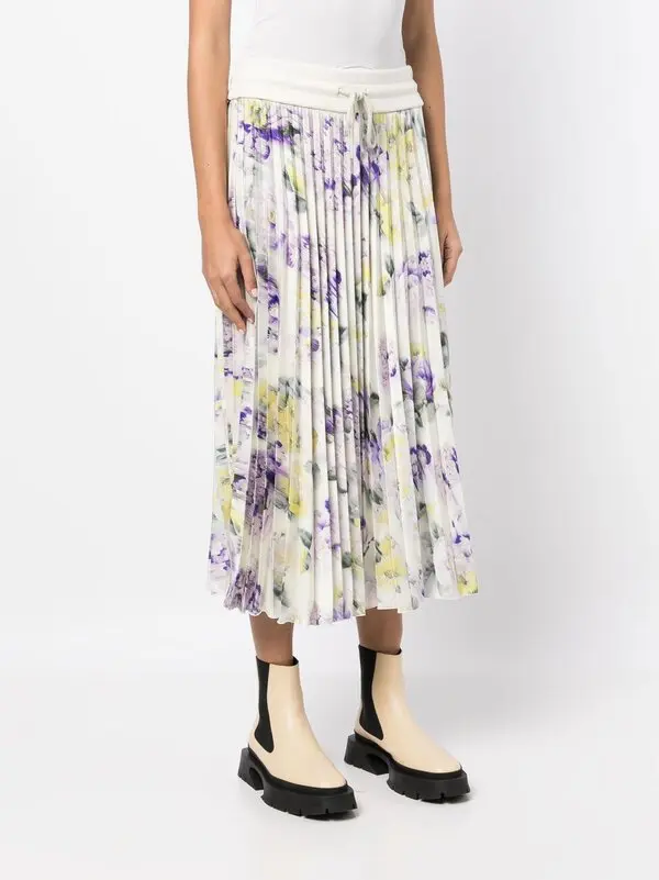 Off-White Drawstring Pleated Skirt