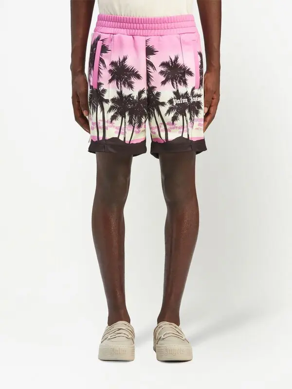 Palm Angels Sunset-print Striped Track Shorts