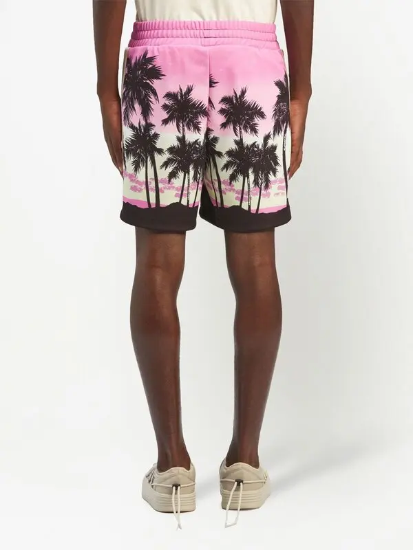 Palm Angels Sunset-print Striped Track Shorts