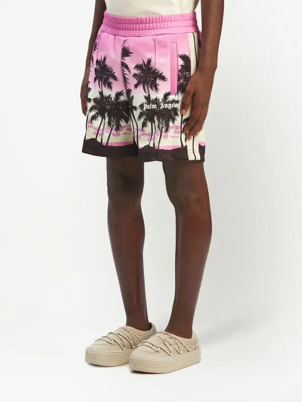 Palm Angels Sunset-print Striped Track Shorts