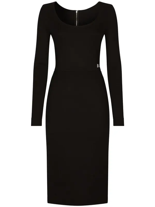 Dolce & Gabbana Logo Plaque Milano-rib Midi Dress
