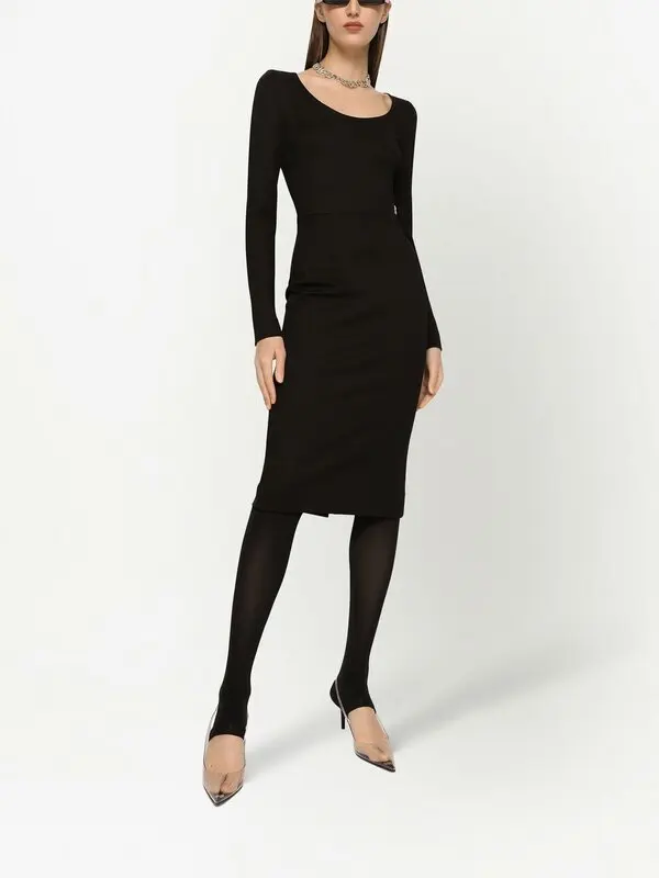 Dolce & Gabbana Logo Plaque Milano-rib Midi Dress