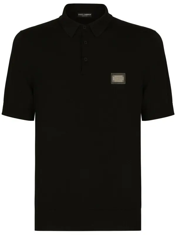 Dolce & Gabbana Logo-tag Wool Polo Shirt - Black