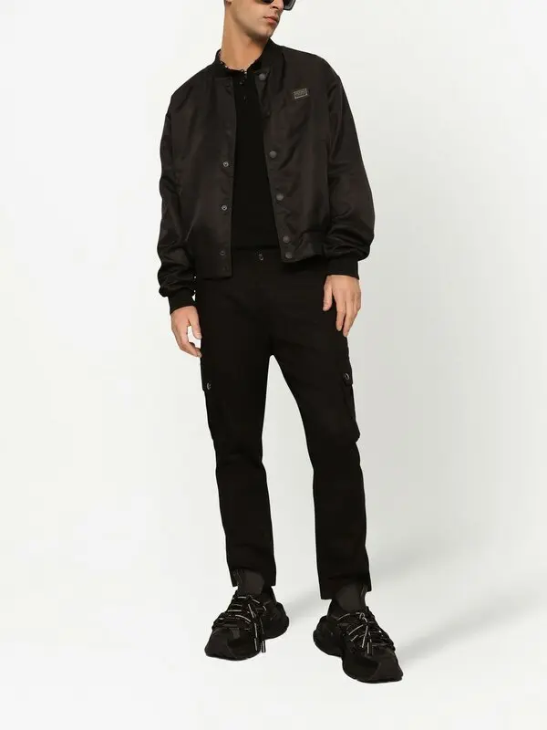 Dolce & Gabbana Logo-tag Wool Polo Shirt - Black