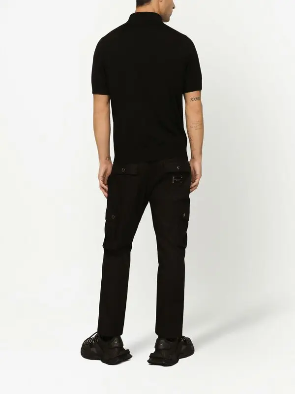Dolce & Gabbana Logo-tag Wool Polo Shirt - Black