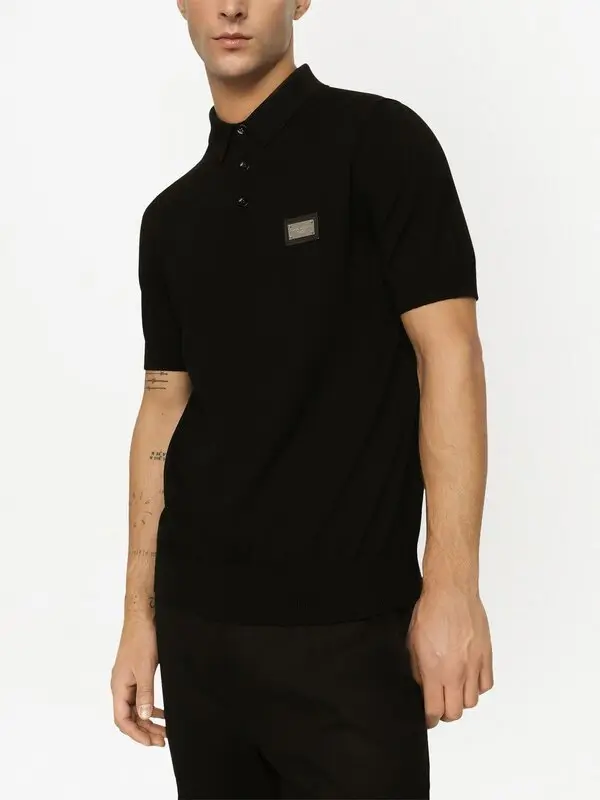Dolce & Gabbana Logo-tag Wool Polo Shirt - Black