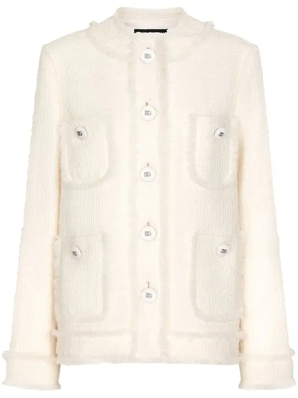 Dolce & Gabbana Single-breasted Tweed Jacket - Neutrals