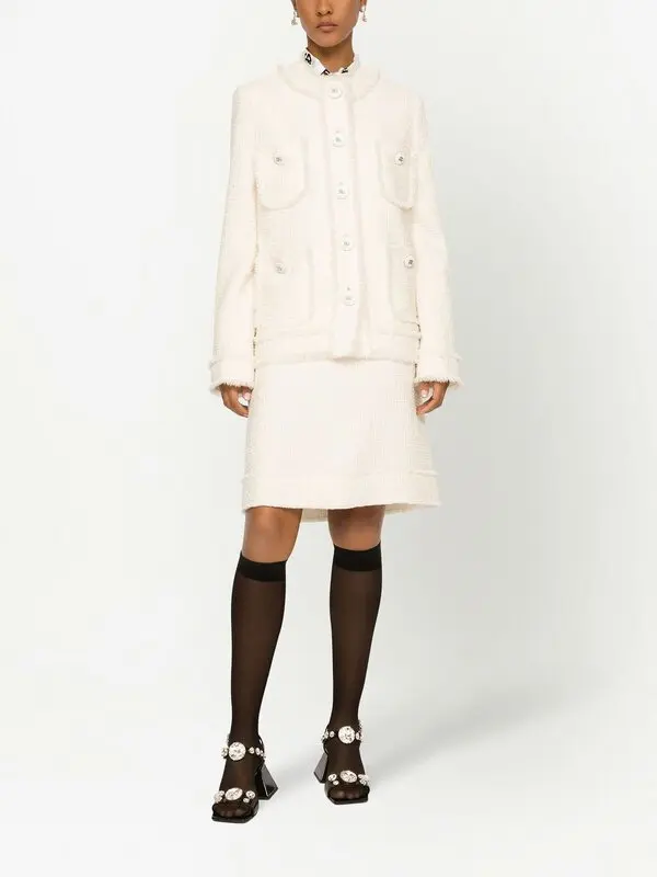 Dolce & Gabbana Single-breasted Tweed Jacket - Neutrals