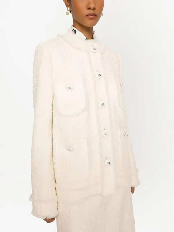 Dolce & Gabbana Single-breasted Tweed Jacket - Neutrals