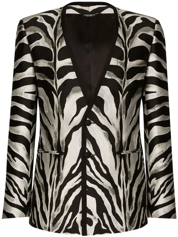 Dolce & Gabbana Zebra-print Lamé Jacquard Blazer - Black