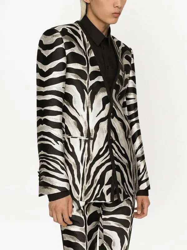 Dolce & Gabbana Zebra-print Lamé Jacquard Blazer