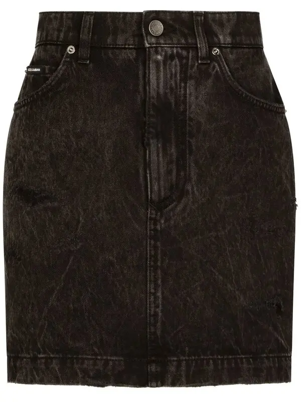 Dolce & Gabbana High-waisted Denim Miniskirt - Black
