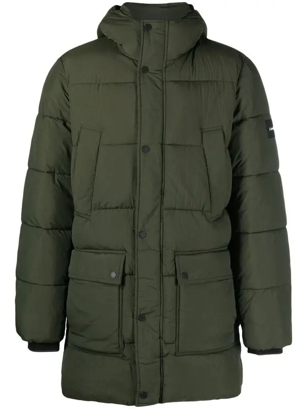 Calvin Klein Patch Hooded Puffer Coat