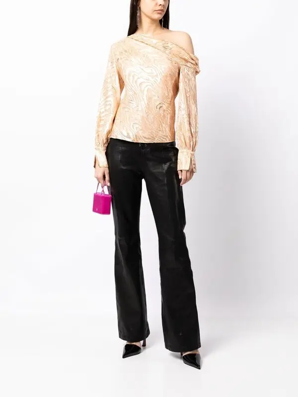 Simkhai Alice Moire Abstract-print Blouse - Orange
