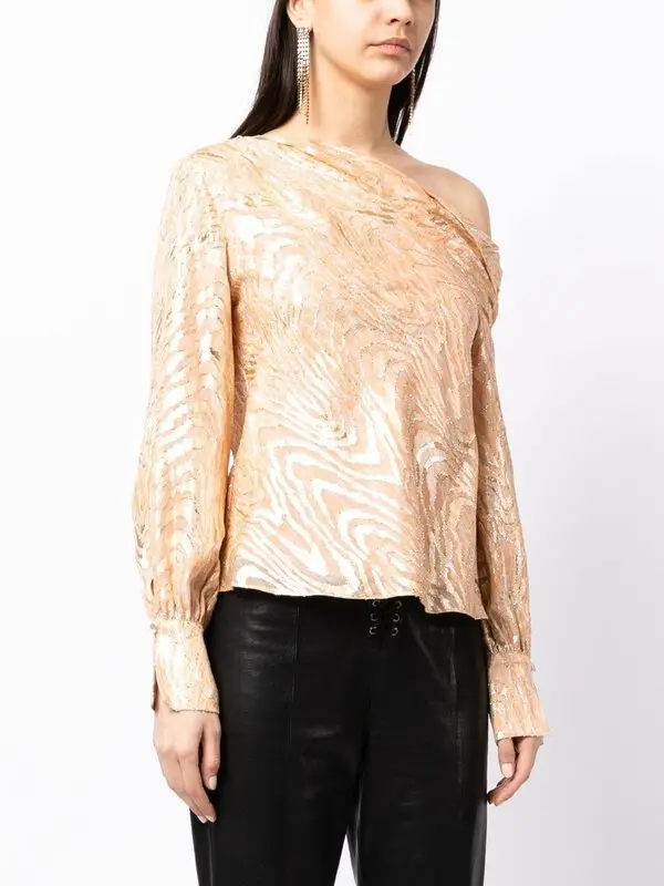Simkhai Alice Moire Abstract-print Blouse - Orange