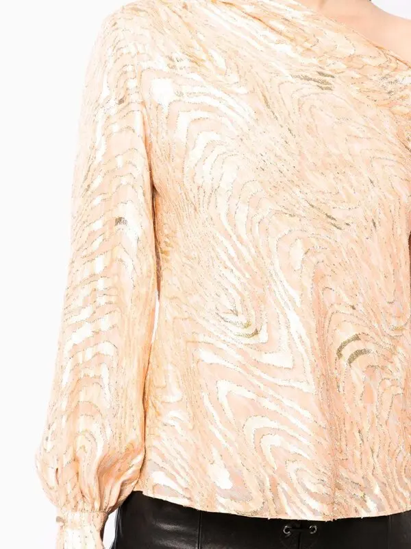 Simkhai Alice Moire Abstract-print Blouse - Orange