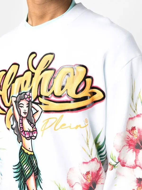 Philipp Plein Hawaii-print Sweatshirt - White