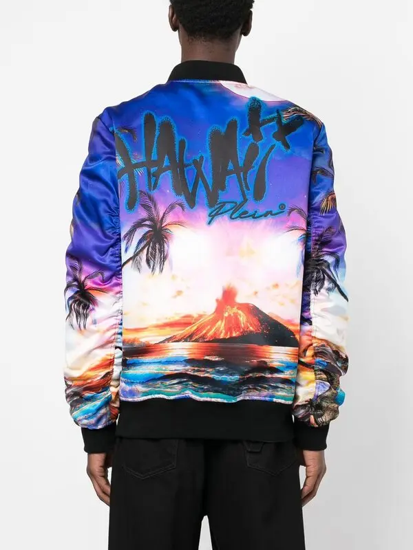Philipp Plein Hawaii Printed Bomber Jacket