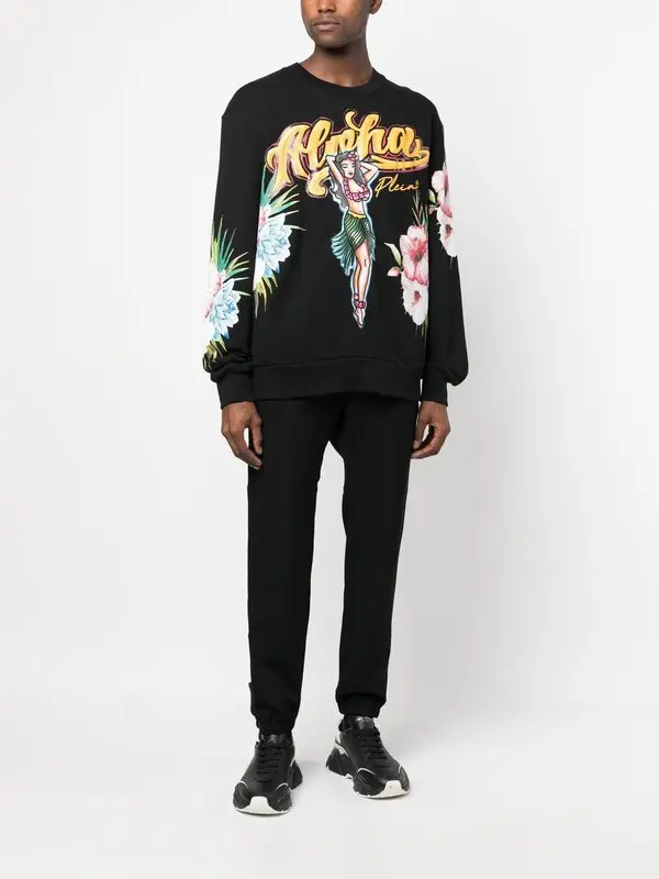 Philipp Plein Hawaii-print Sweatshirt - Black